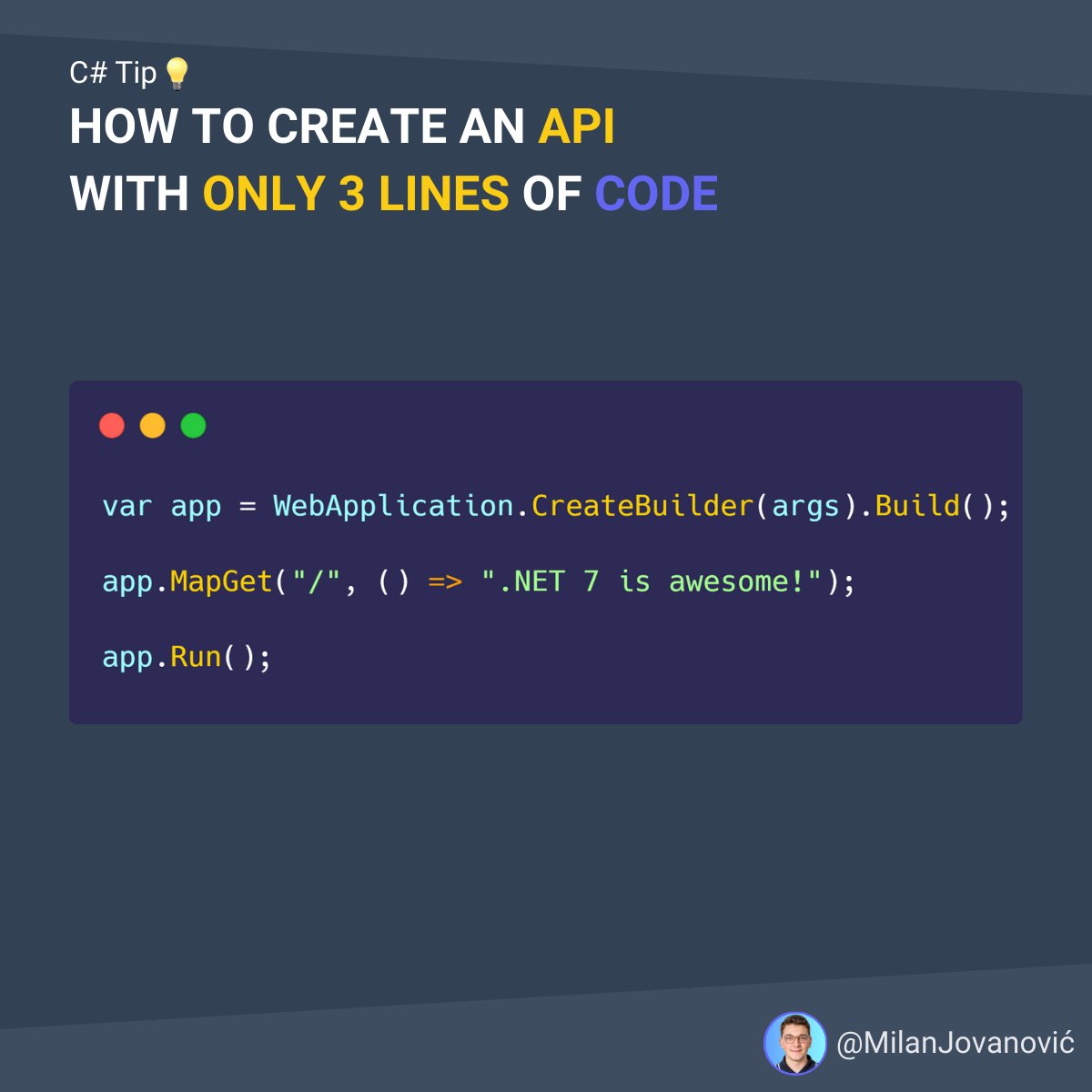 Milan Jovanović on Twitter: "C# Tip 💡 Can you guess how many lines of code it takes to define ...