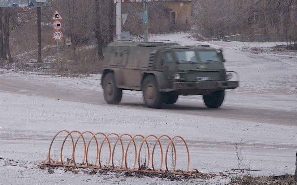 A captured Russian Russian GAZ-3937 Vodnik in service with the Armed ...