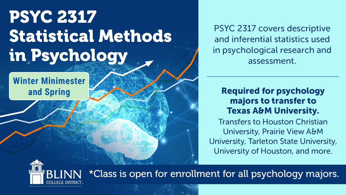 Blinn College District on Twitter: "Are you a psychology major? Take PSYC 2317: Statistical ...