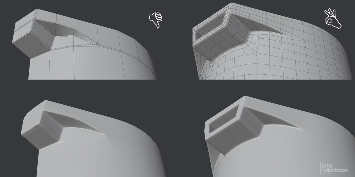 John Dickinson on Twitter: "#3DMODELING | When subd modeling it's important to have enough geo ...