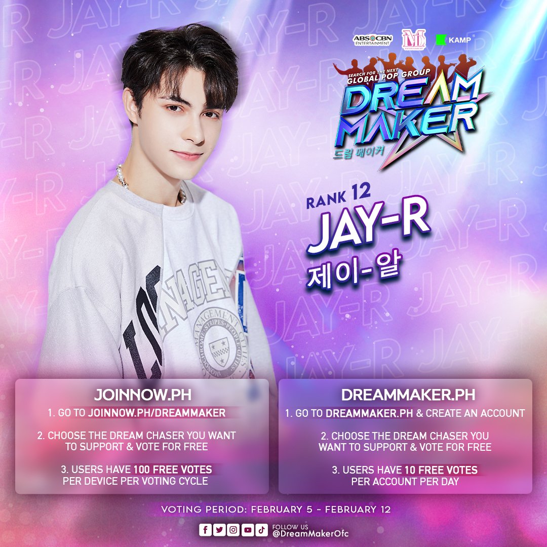 Dream Maker on Twitter: "[RANK 12] JAY-R Support his journey in #DreamMaker: The Search for the ...