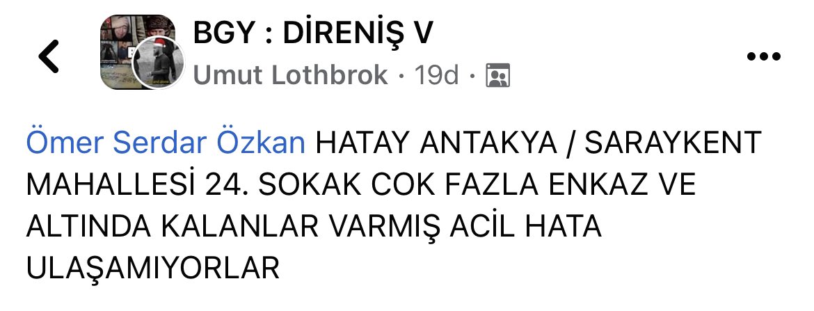 Aydeniz on Twitter: "RT @bgyether: Bir üyemiz: HATAY ANTAKYA / SARAYKENT MAHALLESİ 24. SOKAK COK ...