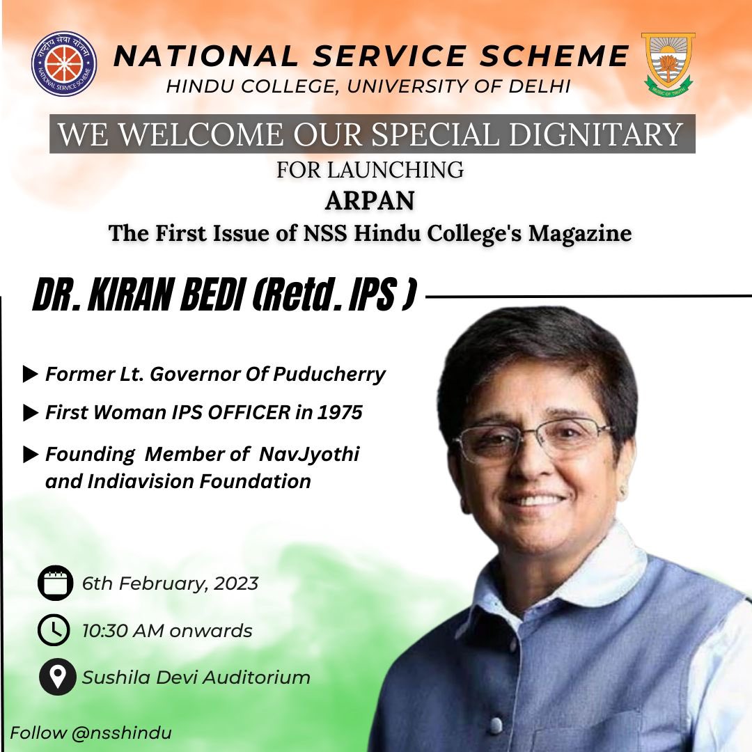 Kiran Bedi On Twitter Today 10 30 Am With NSS Hindu College Delhi kiran-bedi-on-twitter-today-10-30-am-with-nss-hindu-college-delhi