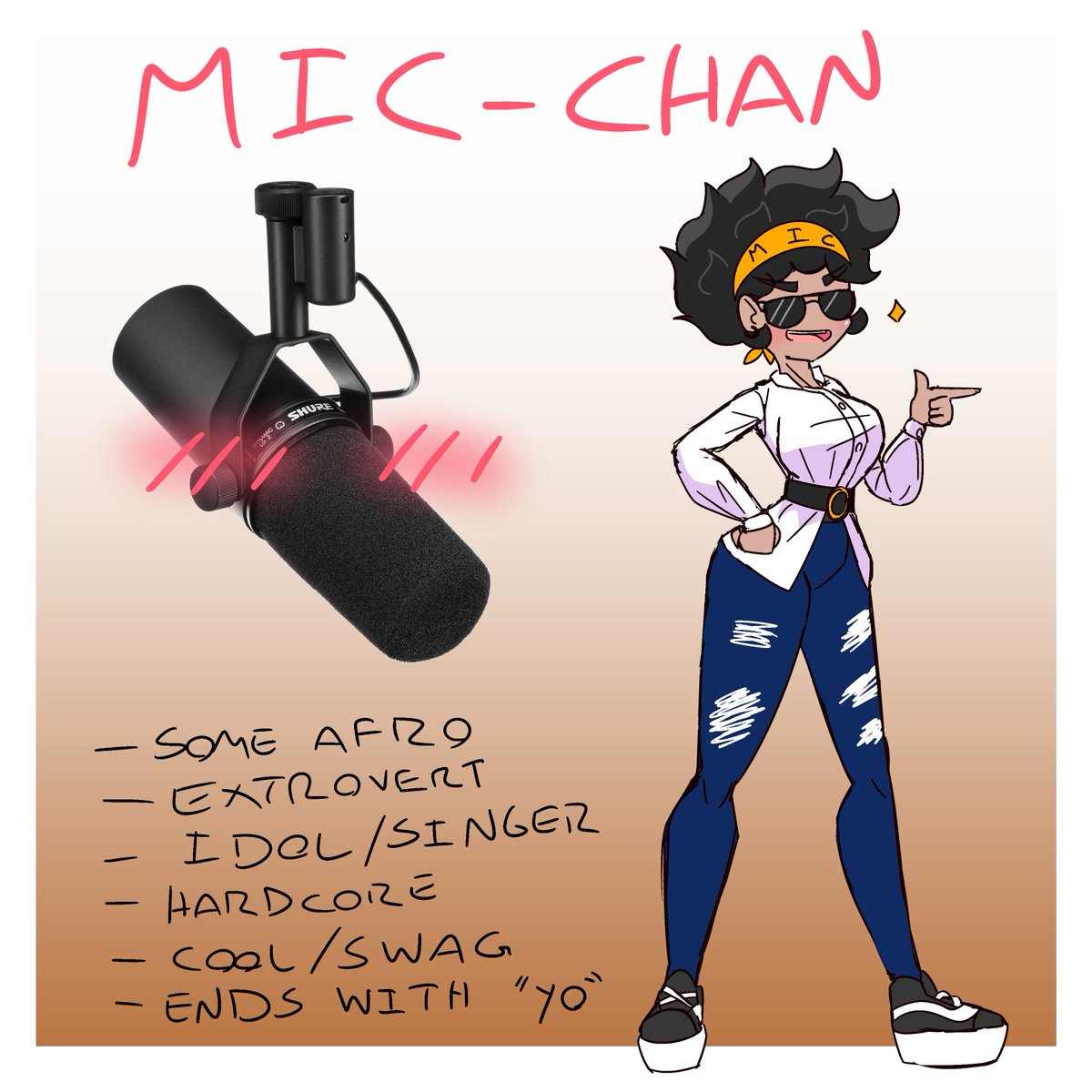 PNG-kun (comm 3/5) on Twitter: "NEW MEMBER #8 MIC-chan! the coolest among the -chan ᕕ( ᐛ )ᕗ http ...
