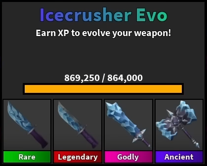 MM2 Anything Bot on Twitter: "harib02 is grinding their Icecrusher Evo"