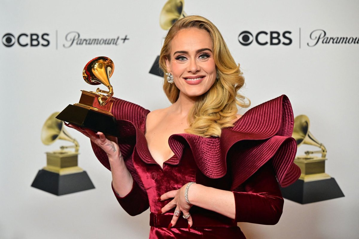 Info Adele on Twitter: "Adele Adkins posando com seu prêmio #GRAMMYs