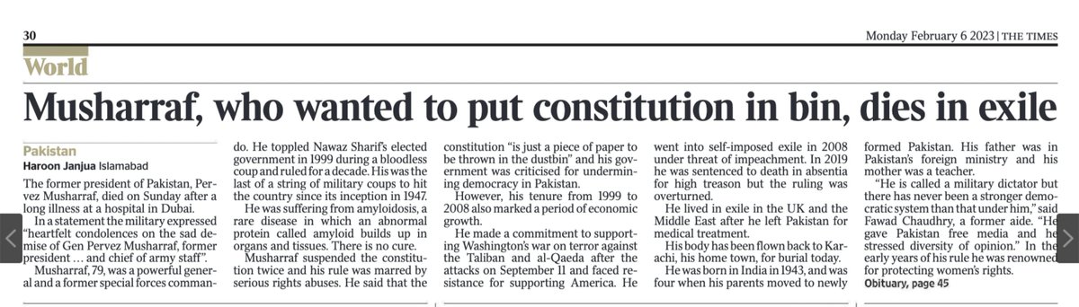 Murtaza Solangi on Twitter: "RT @JanjuaHaroon: Our headline in @thetimes Musharraf — who wanted ...