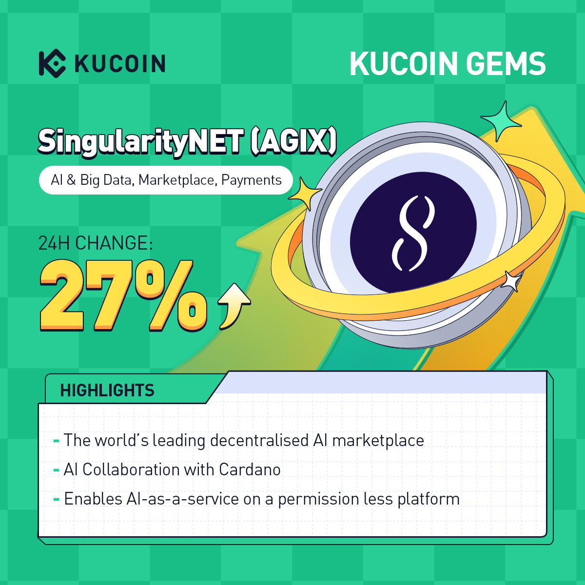 🤩 KuCoin Daily Highlights 🤩 🔥Trending Category: AI & Big Data🔥 $AGIX ...