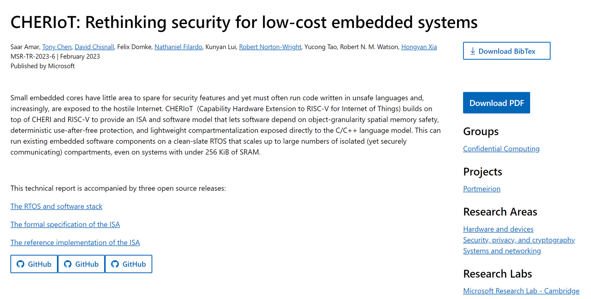 Saar Amar on Twitter: "As promised - our new CHERIoT (CHERI-RV32E) microcontroller and software ...