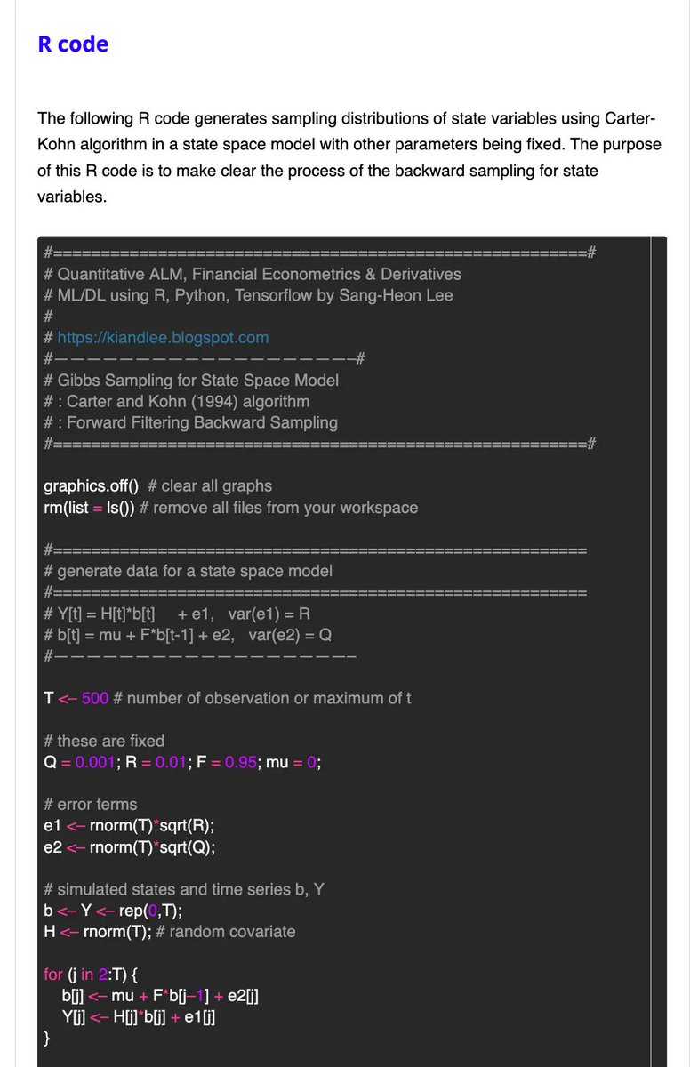 Dr. Ganapathi Pulipaka 🇺🇸 on Twitter: "Carter-Kohn Algorithm for State Space in R! #BigData # ...