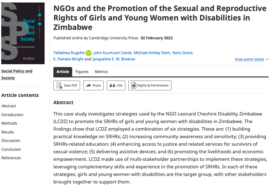 SocialPolicy&Society on Twitter: "New on #FirstView by Tafadzwa Rugoho, John Kuumuori Ganle ...