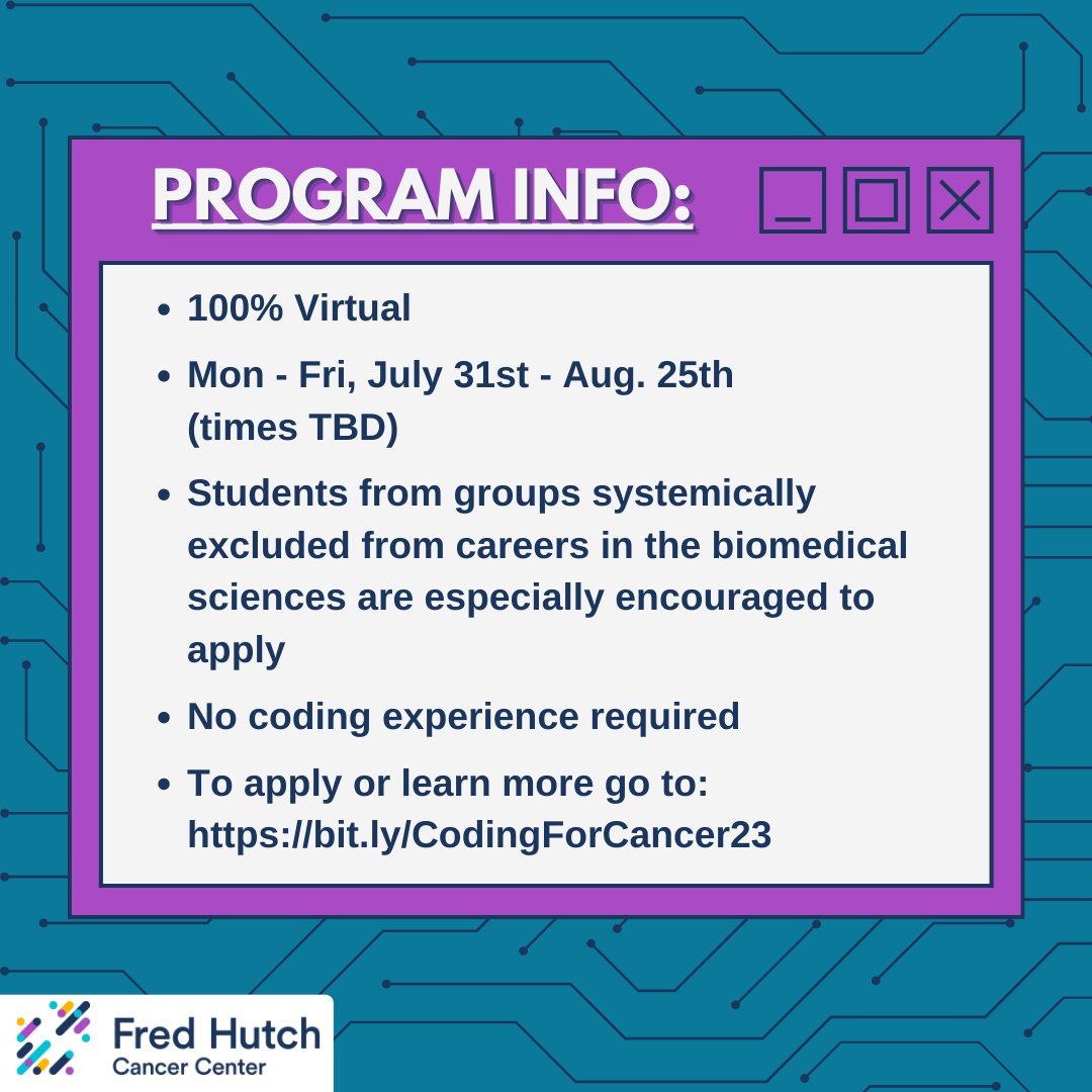 SciEdHutch on Twitter: "Coding for Cancer connects students with computational biologists ...