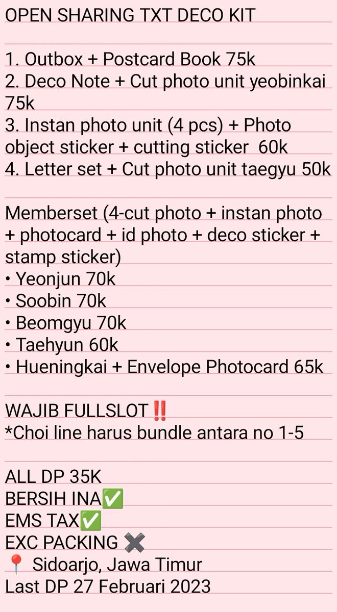 GO by UNIQUEOWN on Twitter: "OPEN SHARING TXT DECO KIT WAJIB FULLSLOT‼️ *Choi line harus bundle ...
