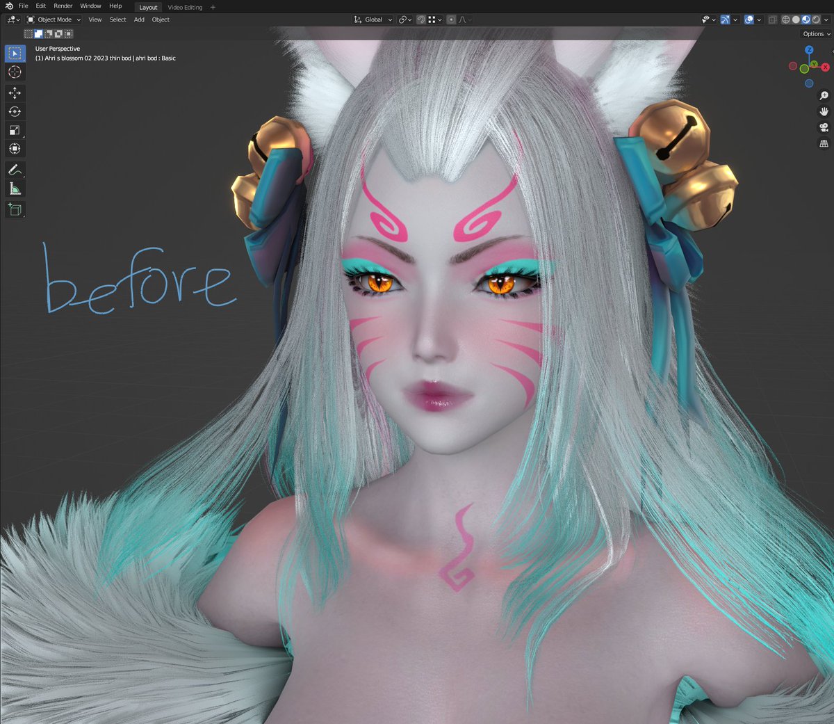 I just realized I got her face makeup wrong, so I changed it. 🐱KINKYCAT3D (not an actual cat ...