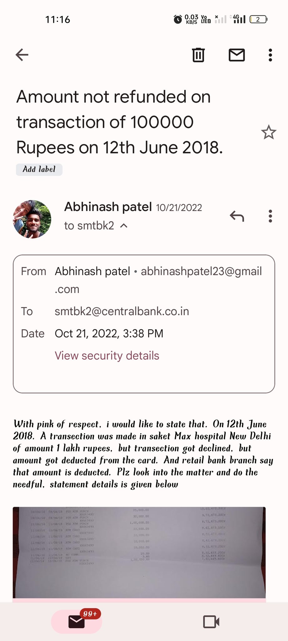 Abhinash patel on Twitter: "Central Bank of India PLz look into the matter. Even the home branch ...
