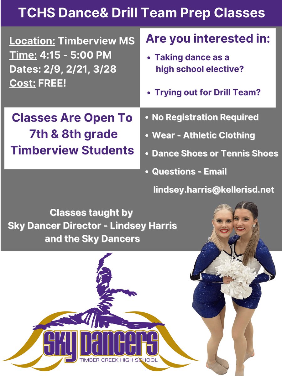 Sky Dancers on Twitter: "Trinity Springs and Timberview students, starting this week you can ...
