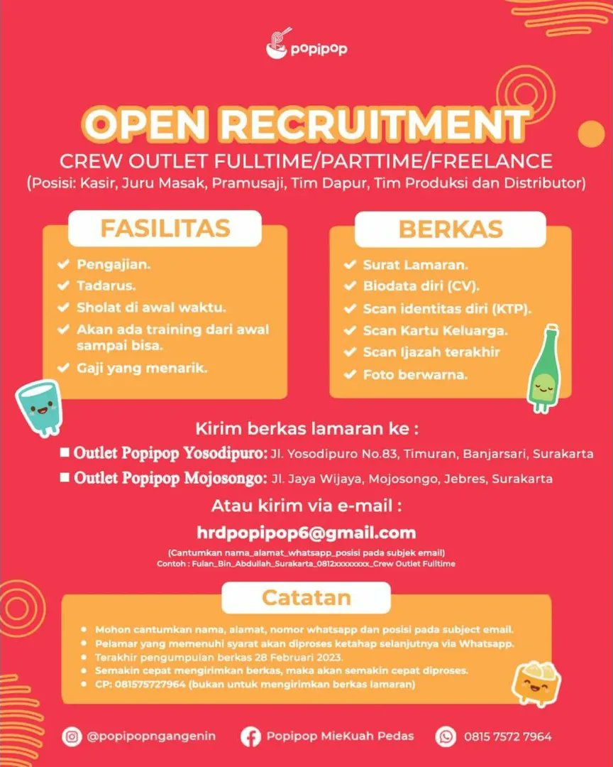 Loker Parttime Solo on Twitter: "Lowongan Kerja Crew Outlet Freelance / Part Time / Full Time di ...