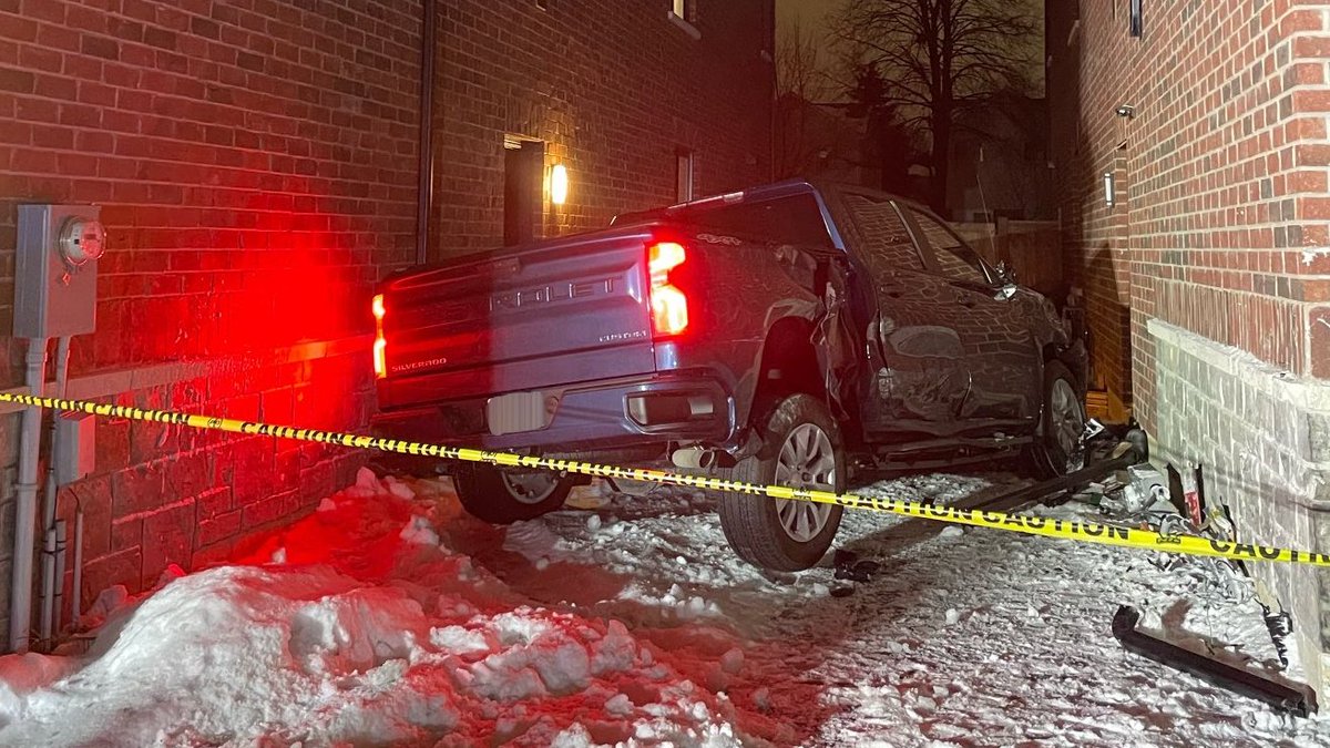 Vehicle wedged between two homes following Brampton crash, driver ...