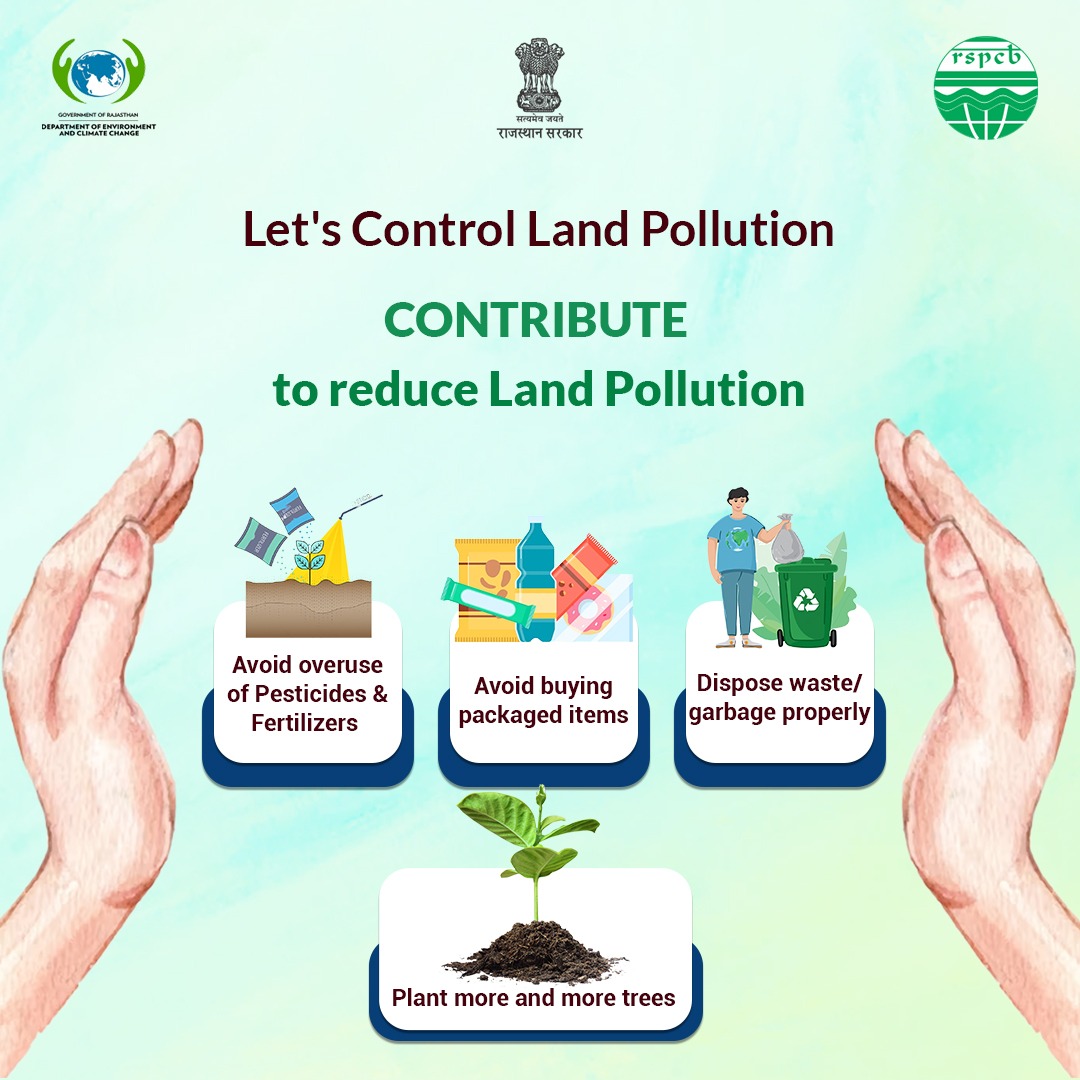 RSPCB on Twitter: "There are many ways to reduce land pollution like using degradable materials ...