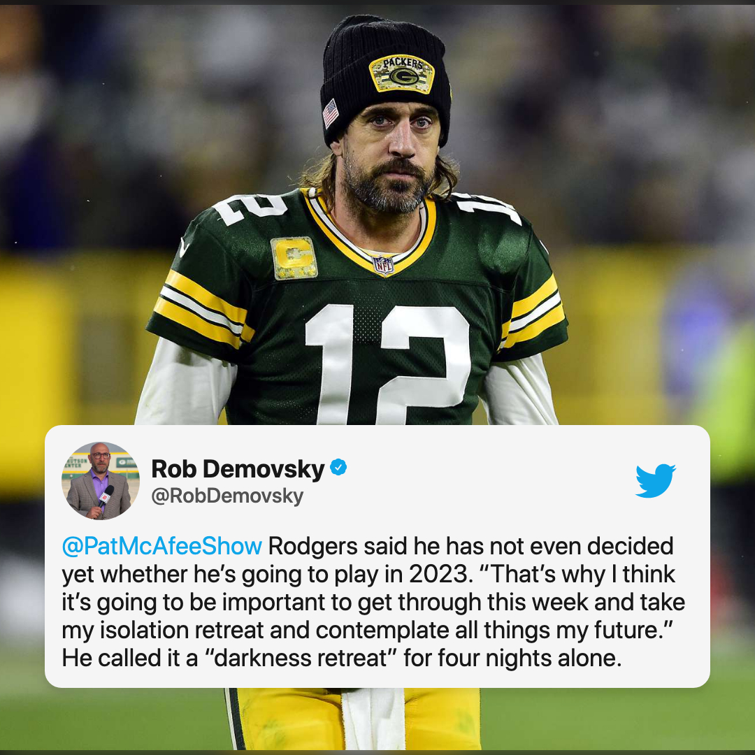 Stadium on Twitter: "Aaron Rodgers is going on a "darkness retreat" and hasn't decided if he's ...