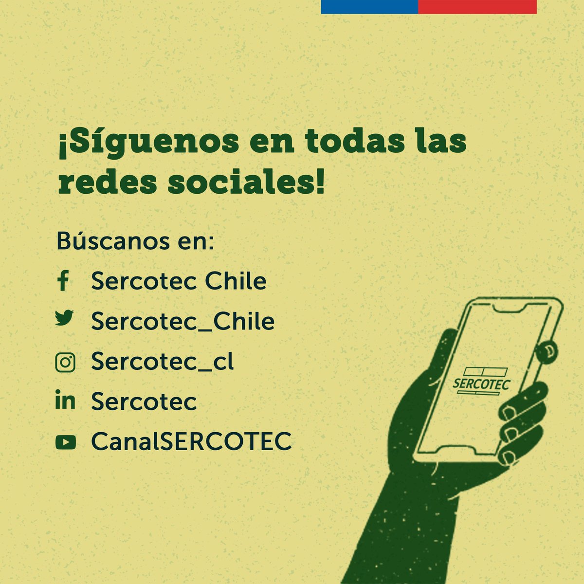 Sercotec on Twitter: "No queremos perder el contacto contigo 💪🏻 ¡Síguenos en todas nuestras ...