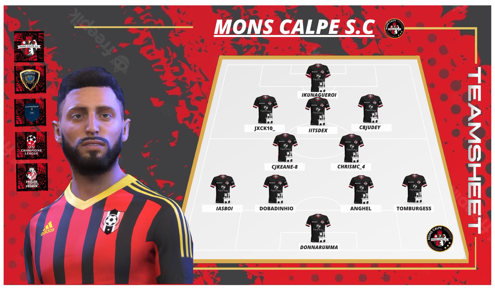 🖤 Mons Calpe S.C. ES (PS5) on Twitter: "🌟 -- LINE-UP -- 🌟 🏆I @BRFCHub 🆚️I TOCA BOLA ⏰️I 7:40PM 🏆 ...