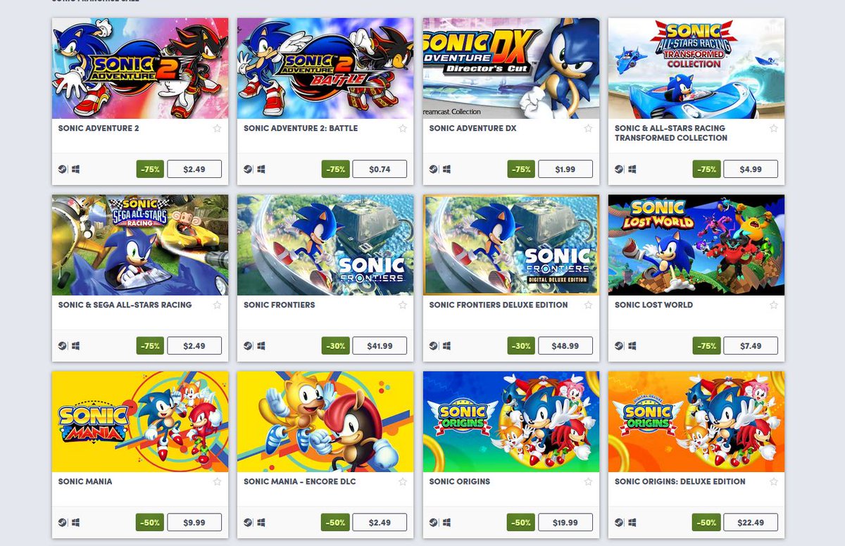 (PCDD) Sonic Sale via Humble Bundle. https://t.co/lD5CNY4SM7 Cheap Ass Gamer @videogamedeals