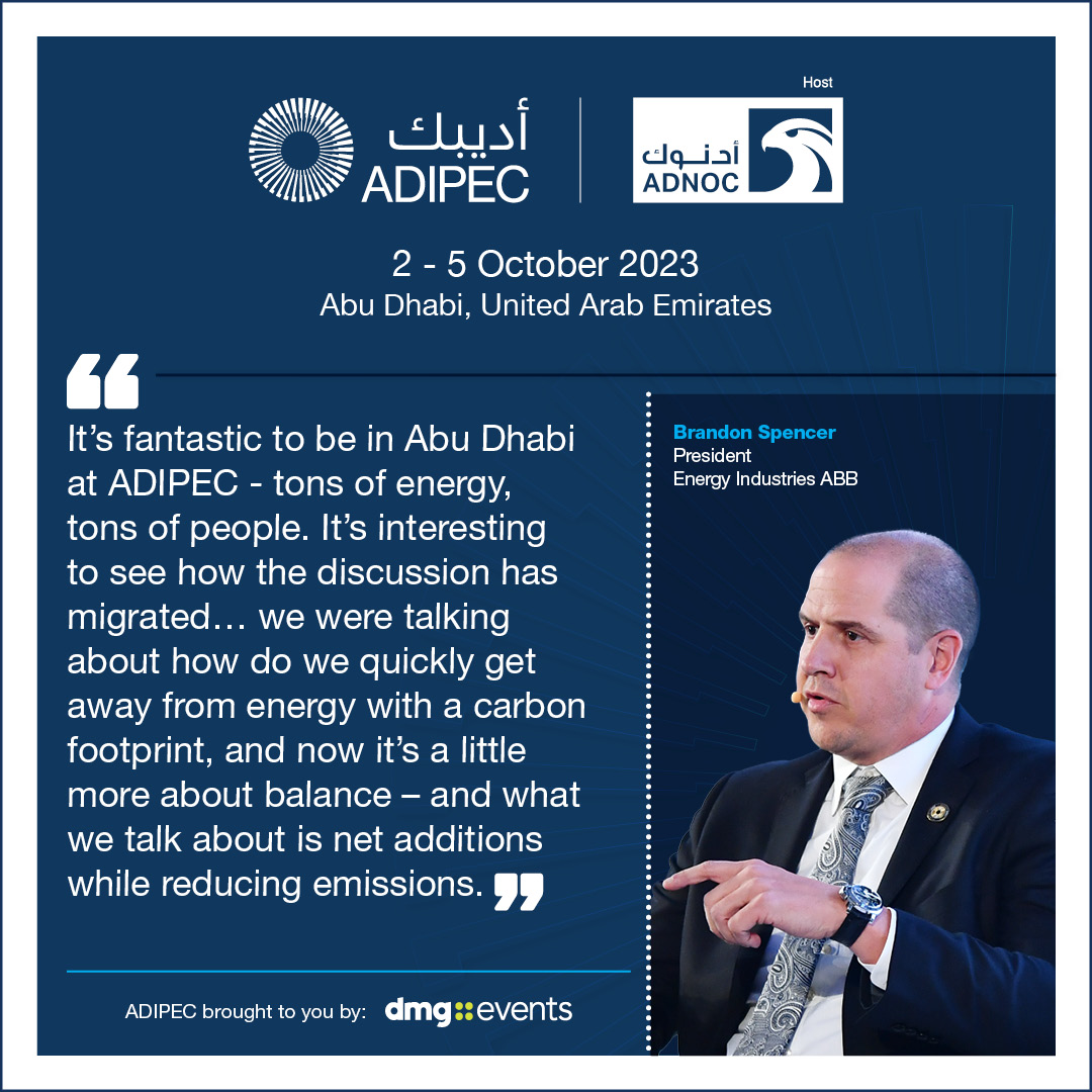 ADIPEC on Twitter: "Brandon Spencer, President, @ABB_Energy, shares his view on how the energy ...