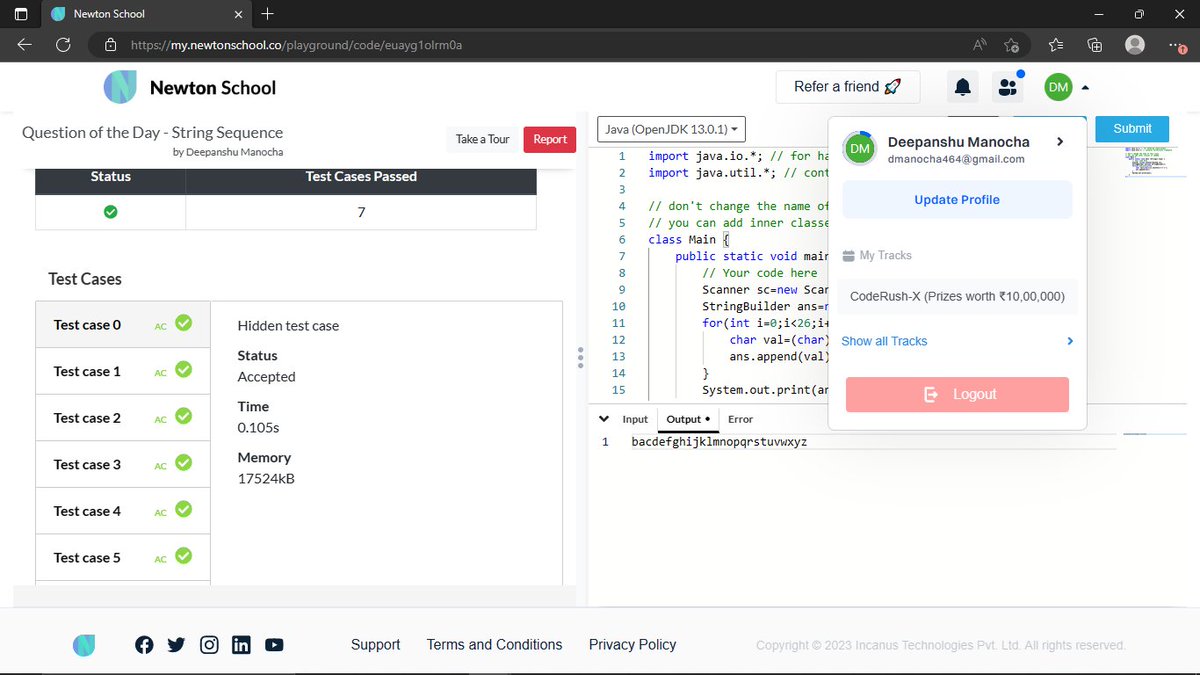 Deepanshu Manocha On Twitter Today I Have Solved String Sequence Using Java Day24 Of 