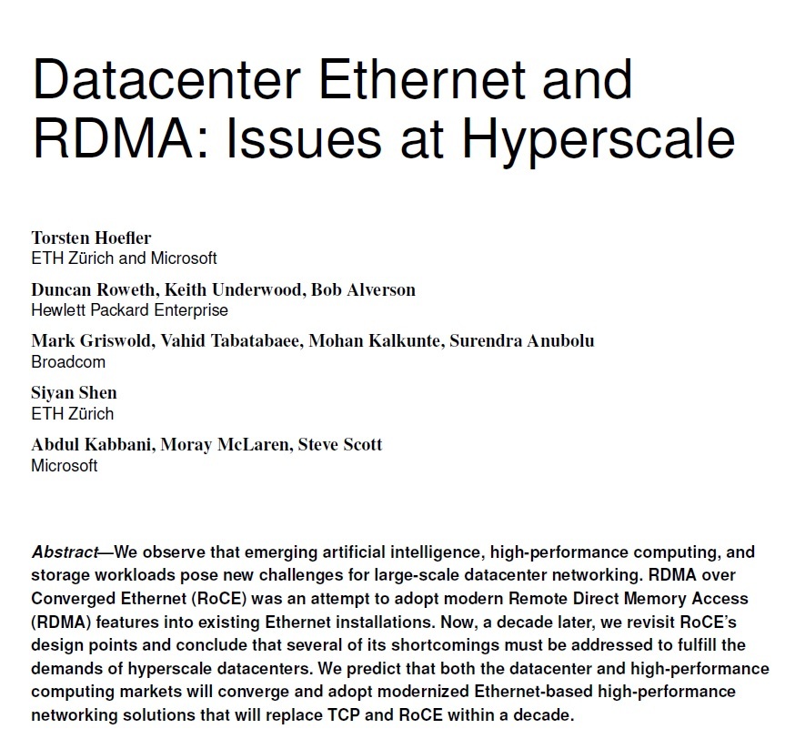 OGAWA, Tadashi on Twitter: "=> "Datacenter Ethernet and RDMA: Issues at Hyperscale", @thoefler ...