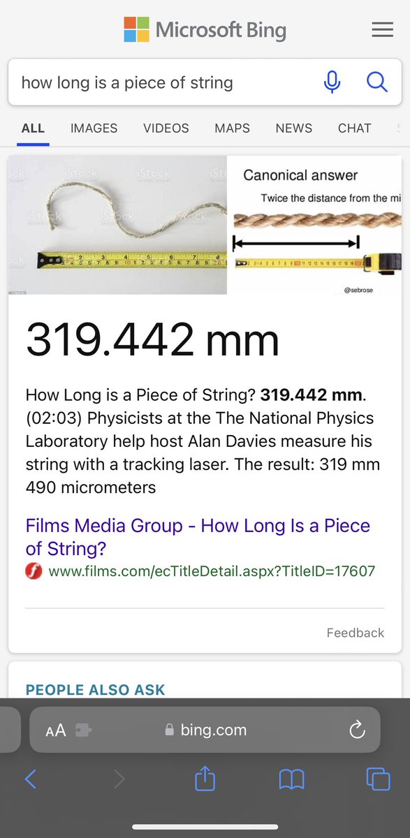 Dion Almaer on Twitter: "Finally. It’s solved! We now know how long a piece of string is!"