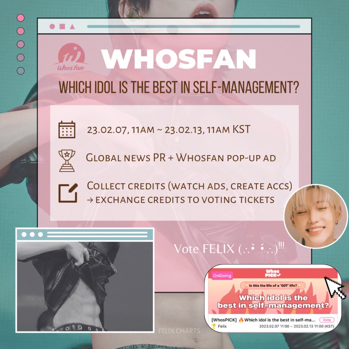 FELIX CHARTS on Twitter: "🗳 Whosfan | 230208 🐣 is back to #1 but gap isn’t big. Keep collecting ...