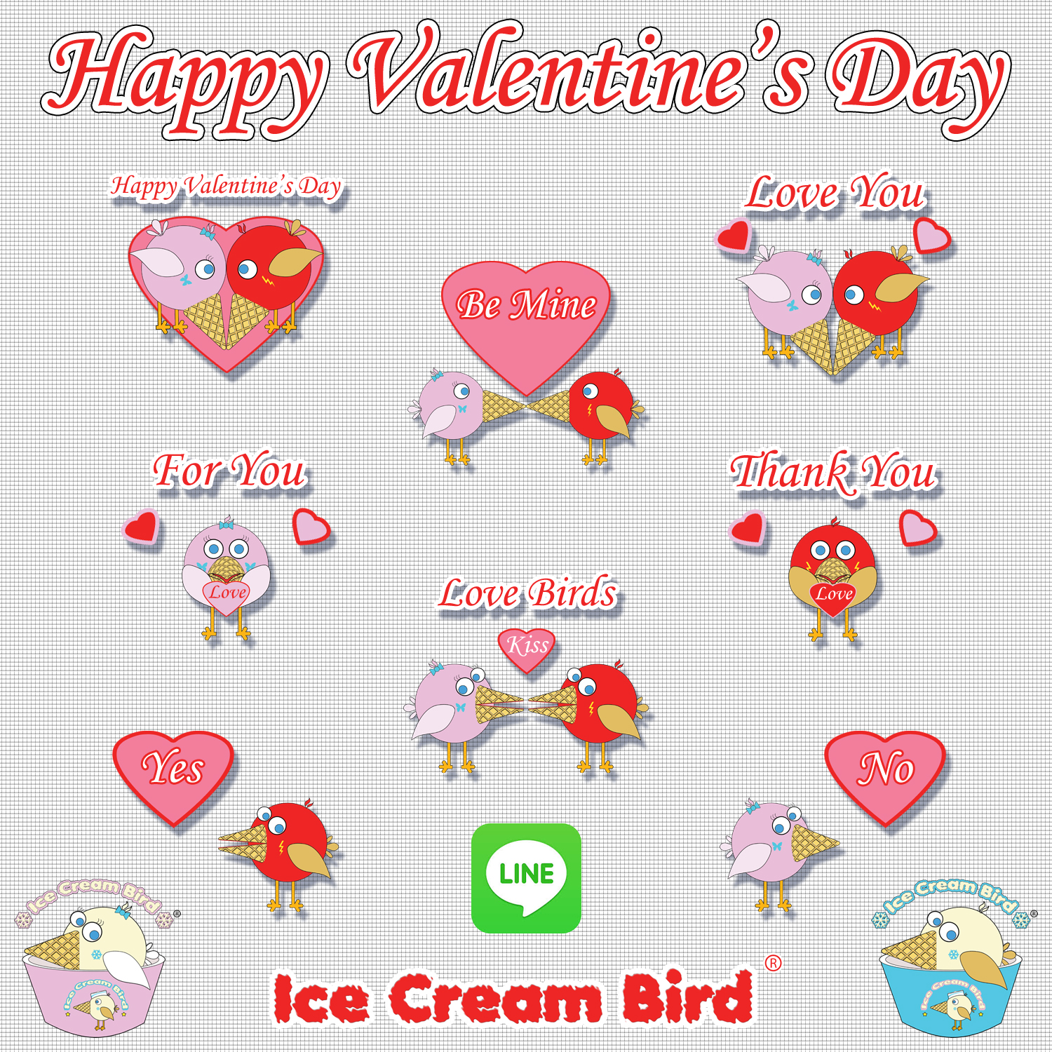 Ice Cream Bird on Twitter: "LINE バレンタインデー スタンプ 発売中! ️💕😍 LINE Valentine ...
