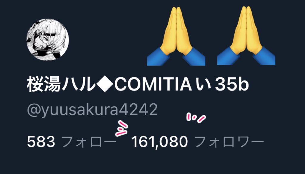 桜湯ハル COMITIAい35b on Twitter: "ぎえ、、、！ 160,000↑ありがとうございます🥲 https://t.co/VPtWghTwpa" / Twitter