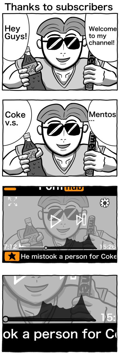 「4 frame comic, "Thanks to subscribers" #yonkoma #4コマ漫画 #ill」ズニイトの漫画