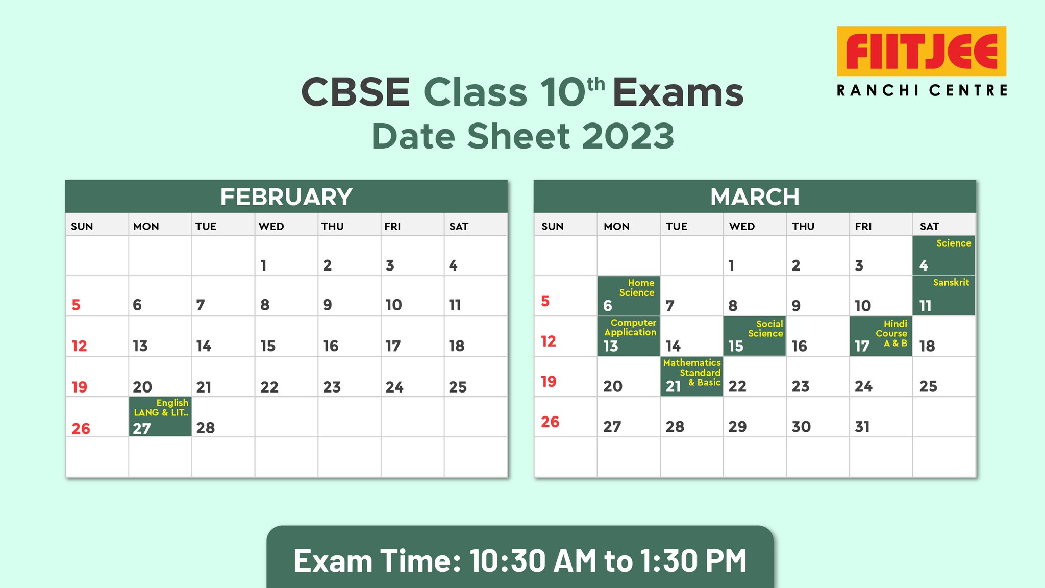FIITJEE Ranchi On Twitter Here Is The CBSE Class 10th Exam Schedule fiitjee-ranchi-on-twitter-here-is-the-cbse-class-10th-exam-schedule