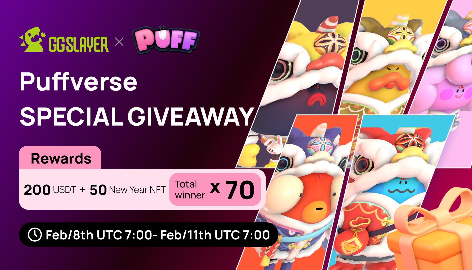 GGslayer gamer community on Twitter: "📢@Puffverse Collab #GiveAway 🎉 🤑Rewards: 200USDT+50 New ...