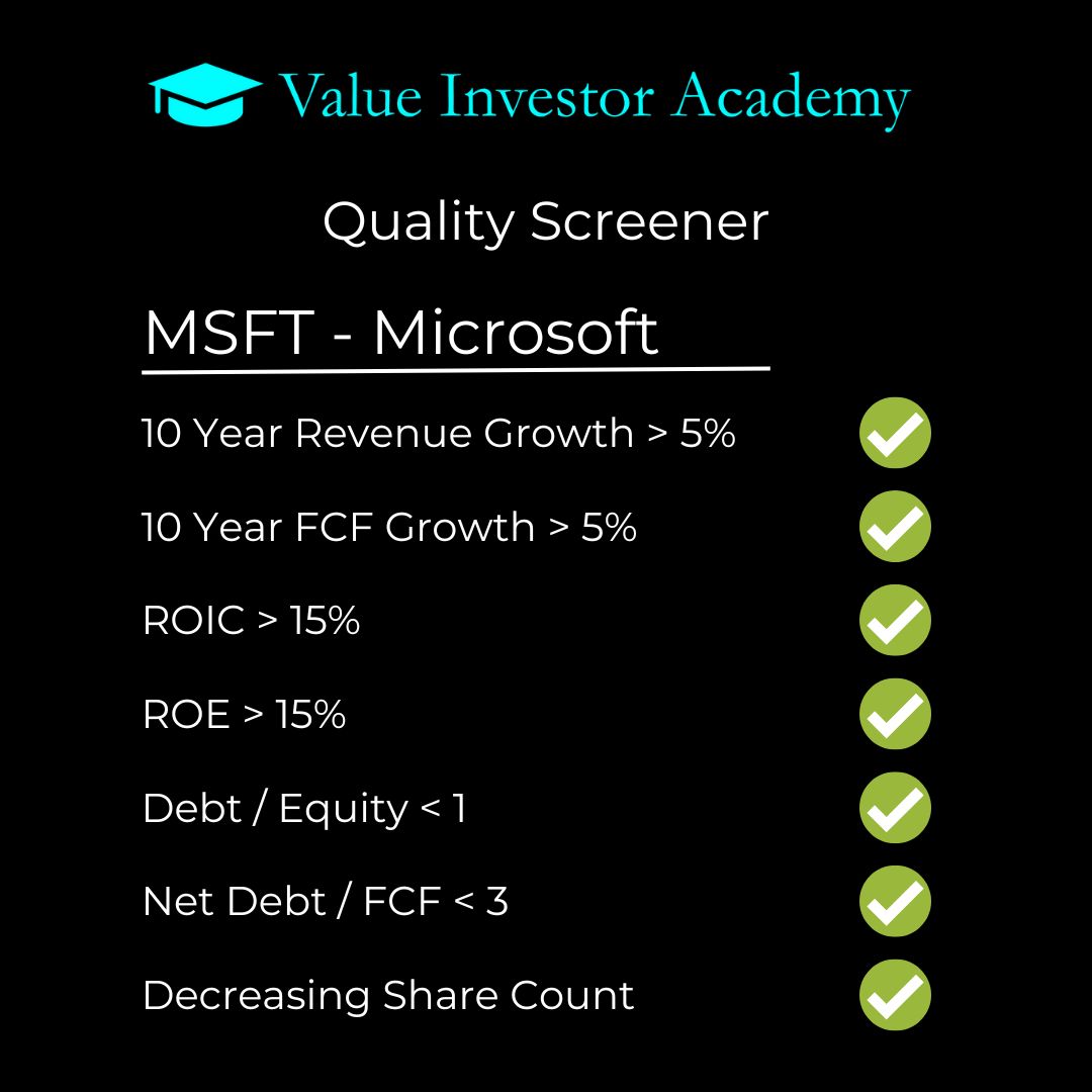 How does $MSFT stack up against our quality screener? - Thread from Value Theory ...
