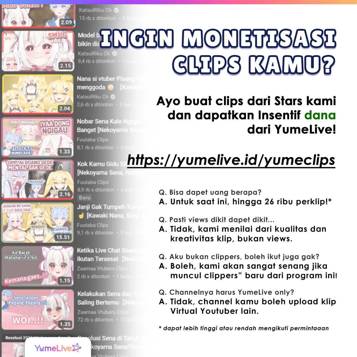 YumeLive on Twitter: "Siapa disini yang pengen buat clips untuk VTuber, tapi susah banget buat ...