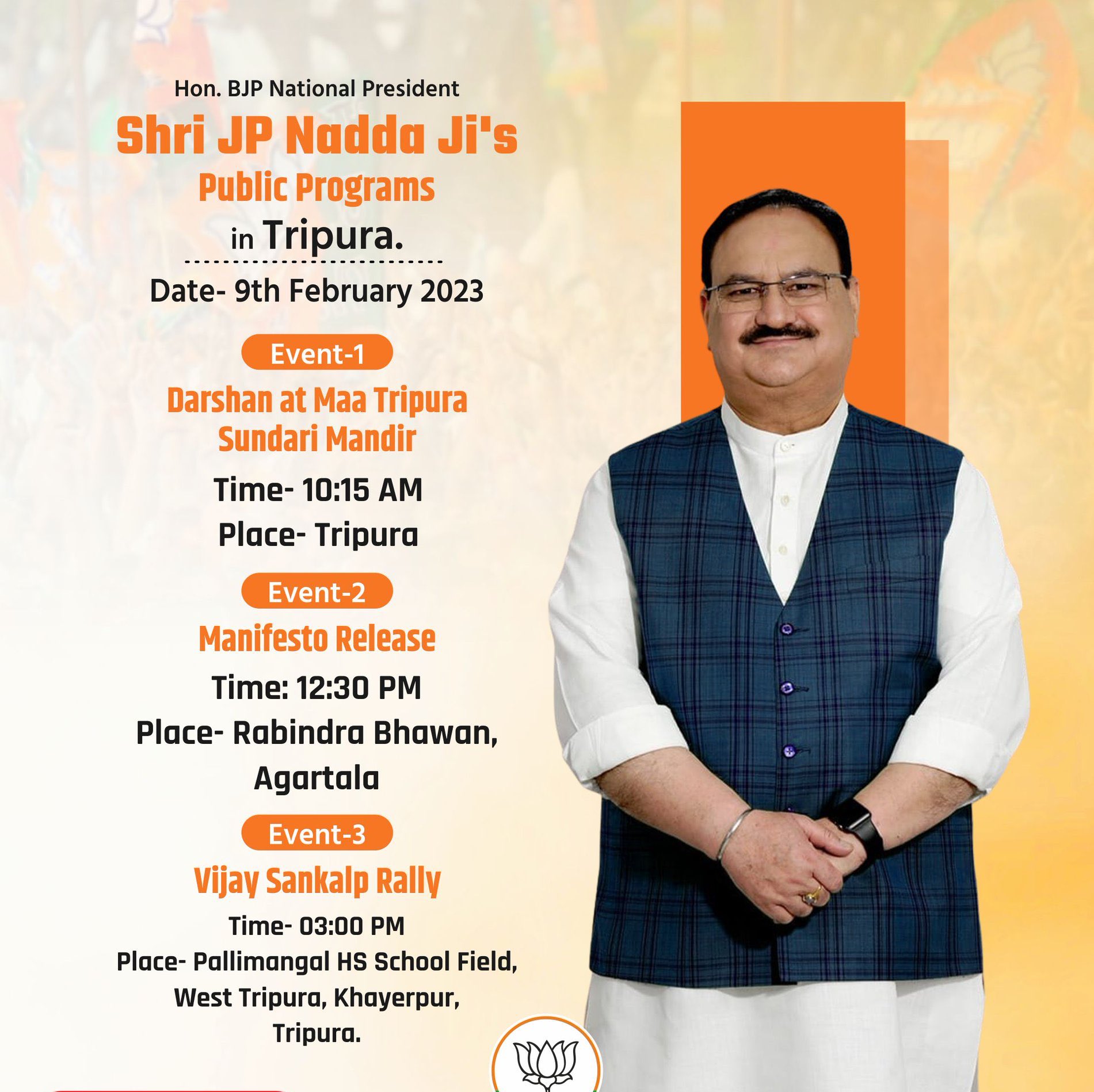 Sreyashi Dey on Twitter: "Party President #JPNadda to release BJP’s #Manifesto for #Tripura ...
