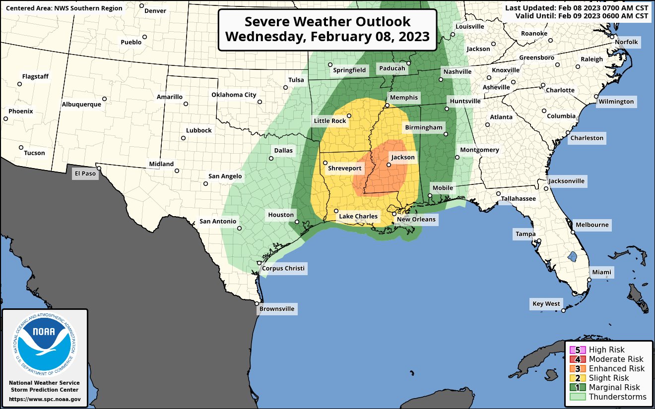 Ryan Hall, Y’all on Twitter: "Severe weather and tornadoes are possible today in the deep south ...