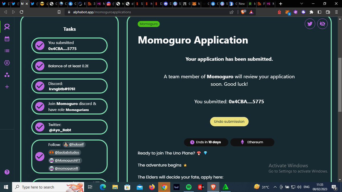 Ayo Babt🍄💎 on Twitter: "Gm A good morning to wake up and complete my @MomoguroNFT application ...