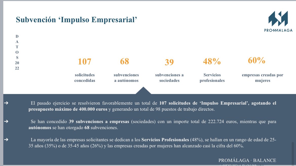 Ayuntamiento de Málaga on Twitter: "En cuanto a las Subvenciones al Impulso Empresarial, que ...