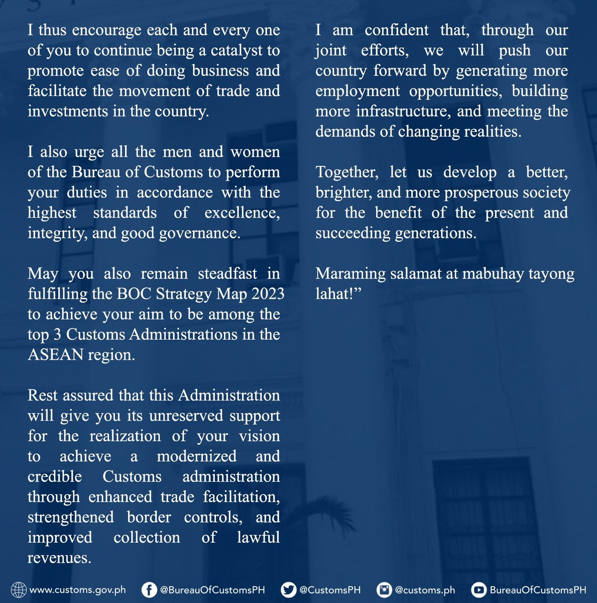 Bureau of Customs PH on Twitter: "President Ferdinand Marcos Jr. on Tuesday lauded the ...