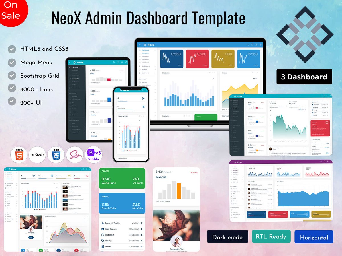 MultiPurpose Themes on Twitter: "NeoX is a fully Responsive Admin Dashboard Template. It ...
