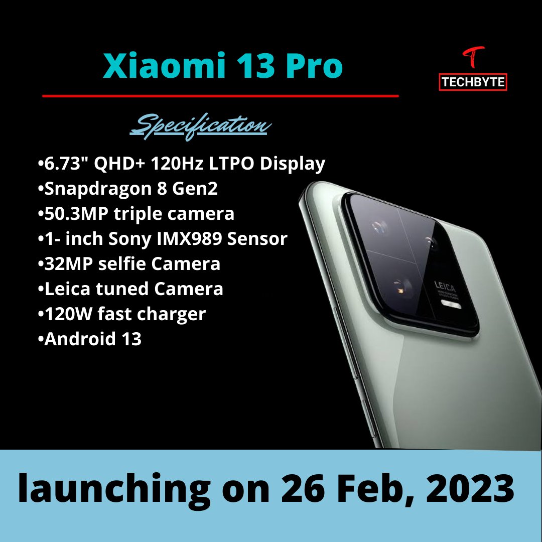 techbyte on Twitter: "Xiaomi 13 Pro launching in India on February 26. #xiaomi13pro #xiaomi # ...