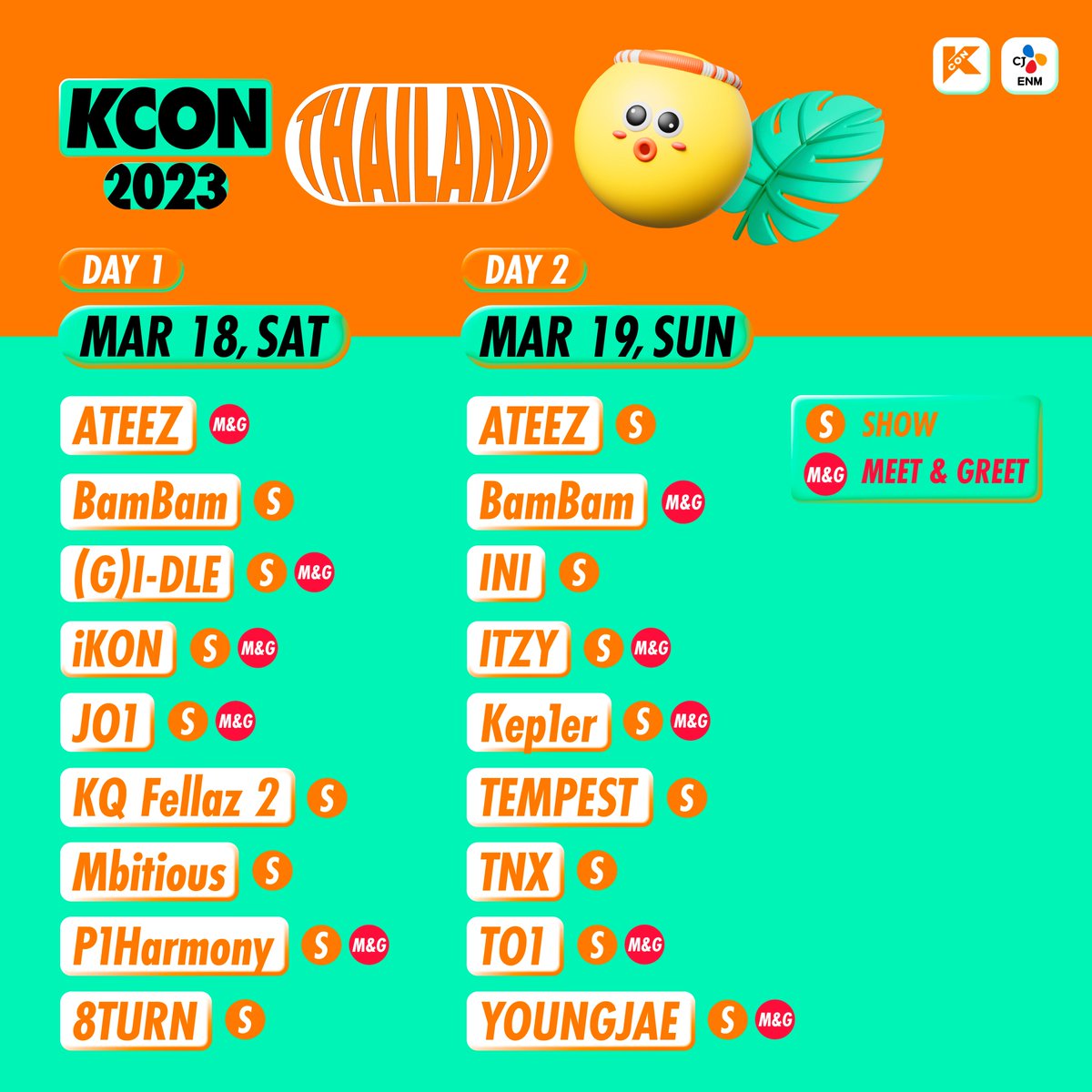 KCON official on Twitter: "🌴 KCON 2023 THAILAND DAILY LINEUP 🌴 #ATEEZ #BamBam #GIDLE #iKON #INI ...