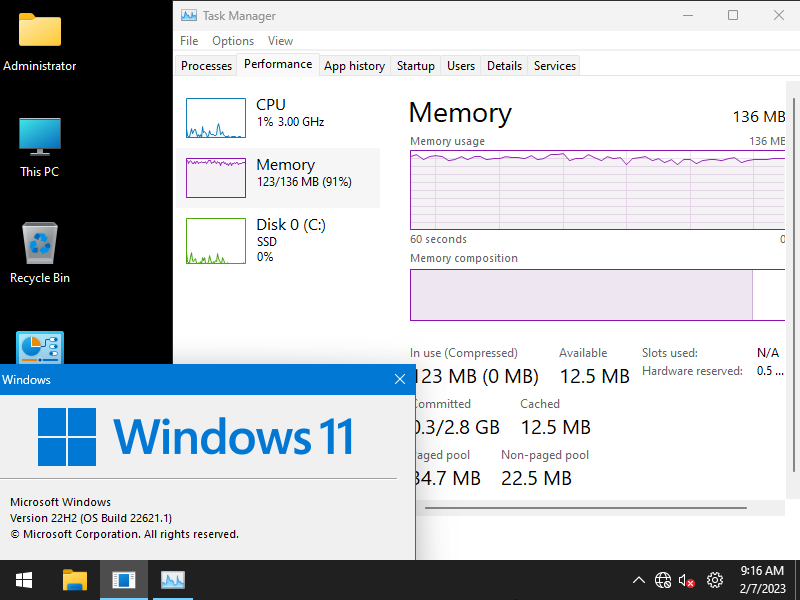 Vicente Calderón 🇨🇱⚡🏳️‍🌈 on Twitter: "RT @TheBobPony: Windows 11 running on 136 MB of RAM! 🤯"
