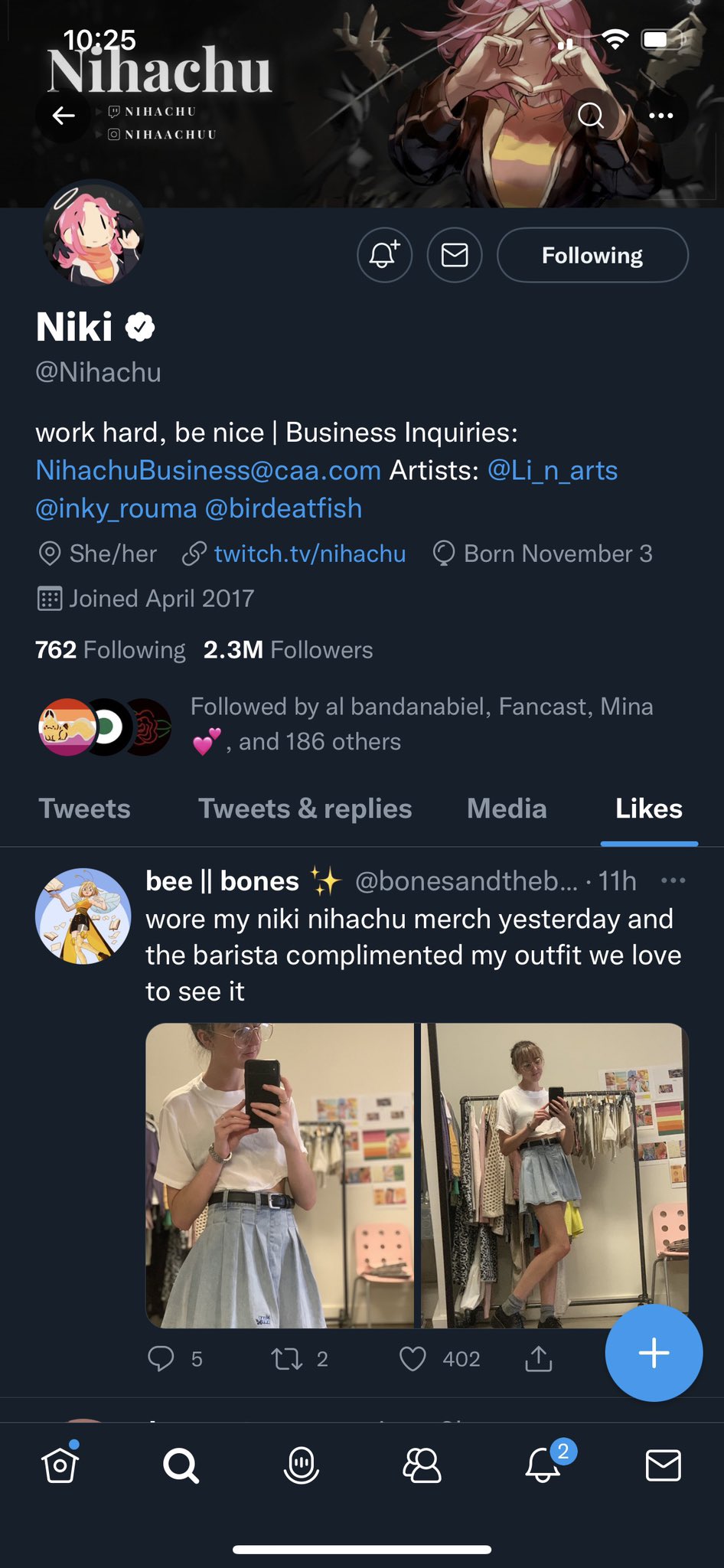 bee || bones on Twitter: "Love the variety between Niki liking a tweet of mine and Lovejoy ...