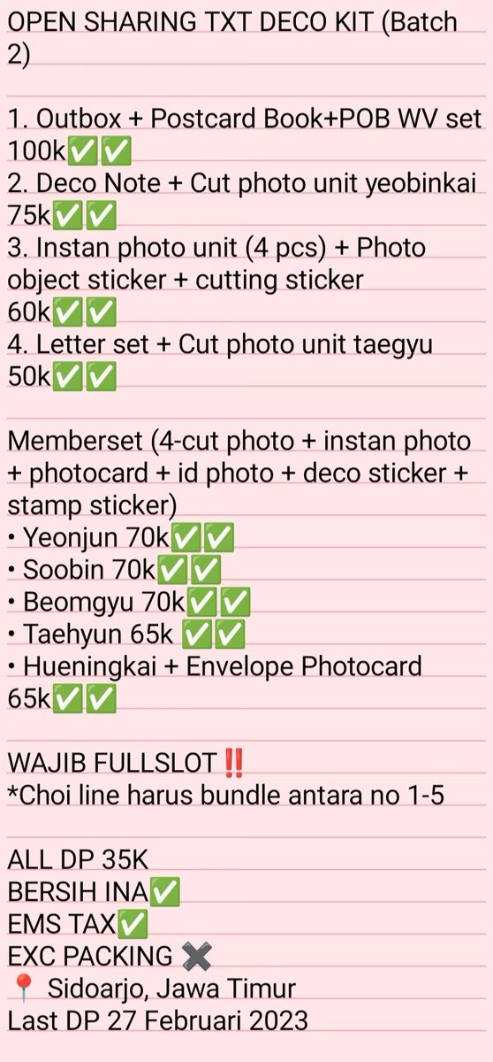 GO by UNIQUEOWN on Twitter: "OPEN SHARING TXT DECO KIT BATCH 2 WV WAJIB FULLSLOT‼️ *Choi line ...